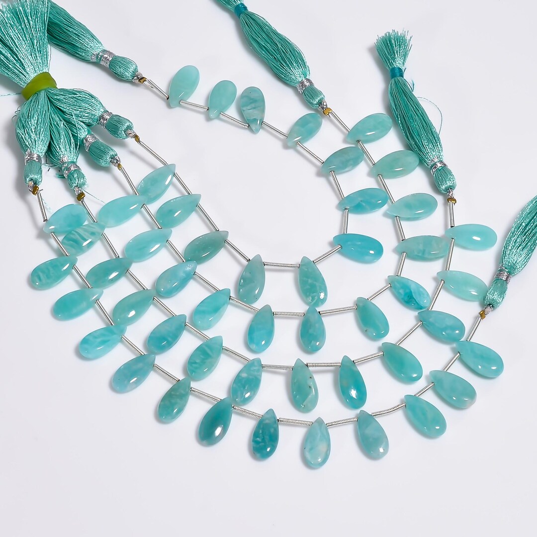 Amazonite Non-faceted Smooth Side Drilled Pear Shape Briolette 7mm X ...