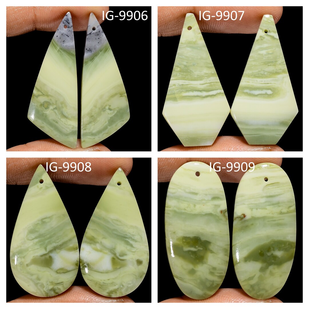 Natural Serpentine Fancy Shape Drilled Cabochon Matching Pairs, Semi ...