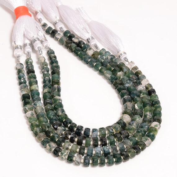 Moss Agate Faceted Tire Shape 6mm Semi-precious Gemstones for - Etsy