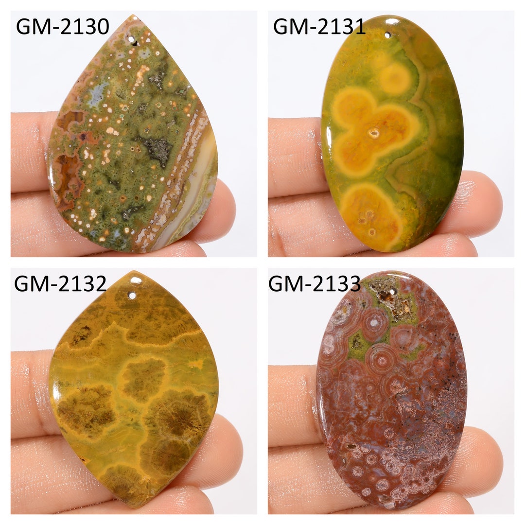 Natural Ocean Jasper Fancy Shape Drilled Cabochon Single Pieces, Semi ...
