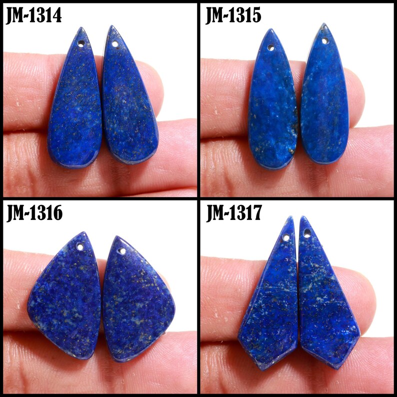 Natural Lapis Lazuli Fancy Shape Front Drilled Smooth Cabochon Matching ...