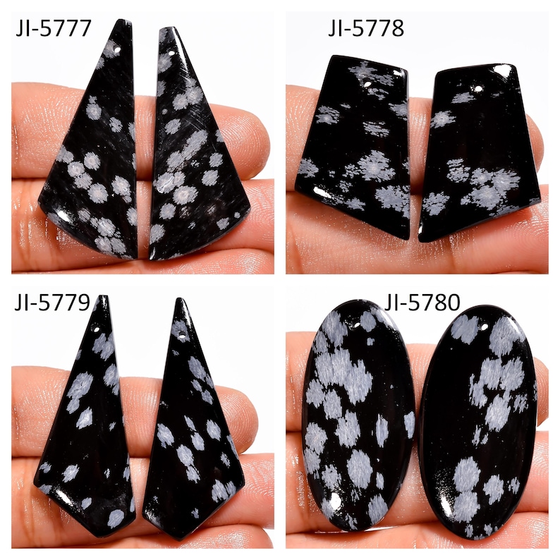Natural Snowflake Obsidian Fancy Shape Front Drilled Smooth Cabochon ...