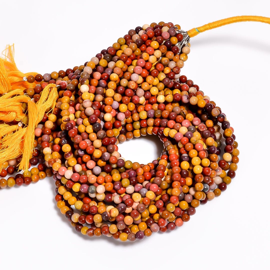 Natural Mookaite Jasper Non-faceted Smooth Center Drilled Round Shape 4 ...