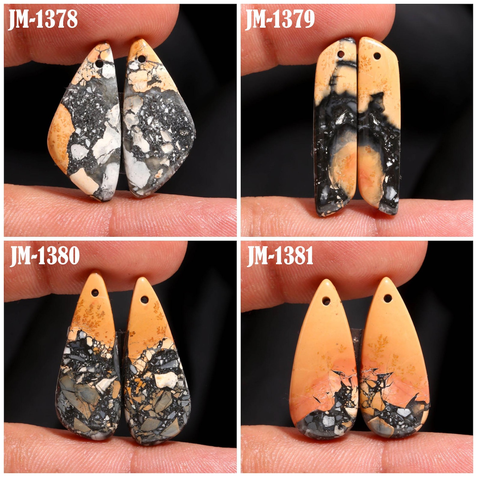 Natural Maligano Jasper Fancy Shape Front Drilled Smooth Cabochon ...