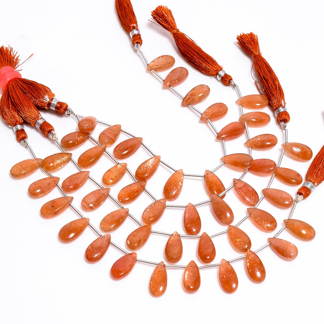 Sunstone Non-faceted Pear Shape Briolette 7mm X 14mm - Etsy