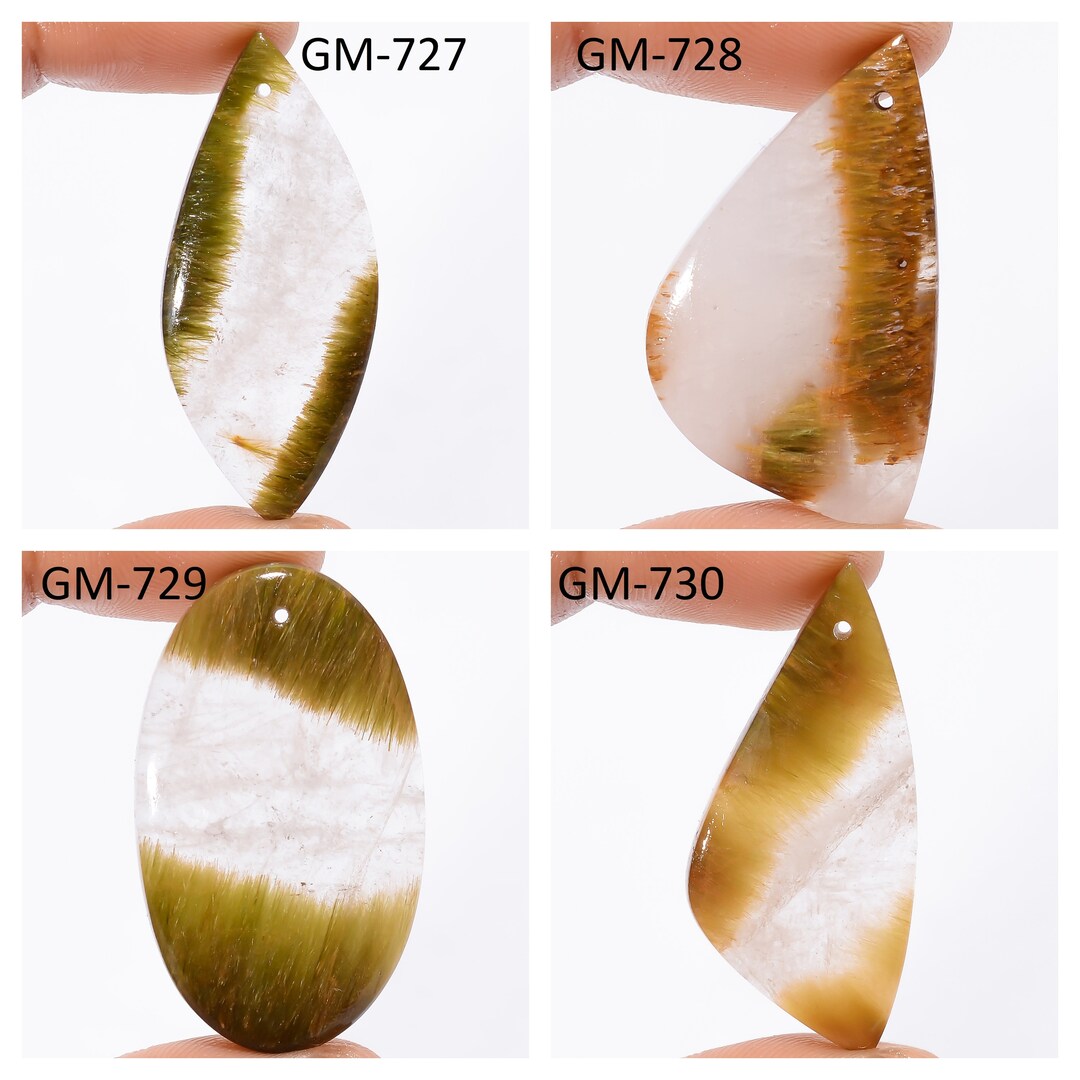 Natural Brown Rutile Quartz Fancy Shape Drilled Cabochon Single Pieces ...