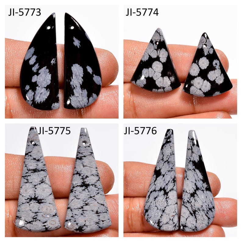 Natural Snowflake Obsidian Fancy Shape Front Drilled Smooth Cabochon ...
