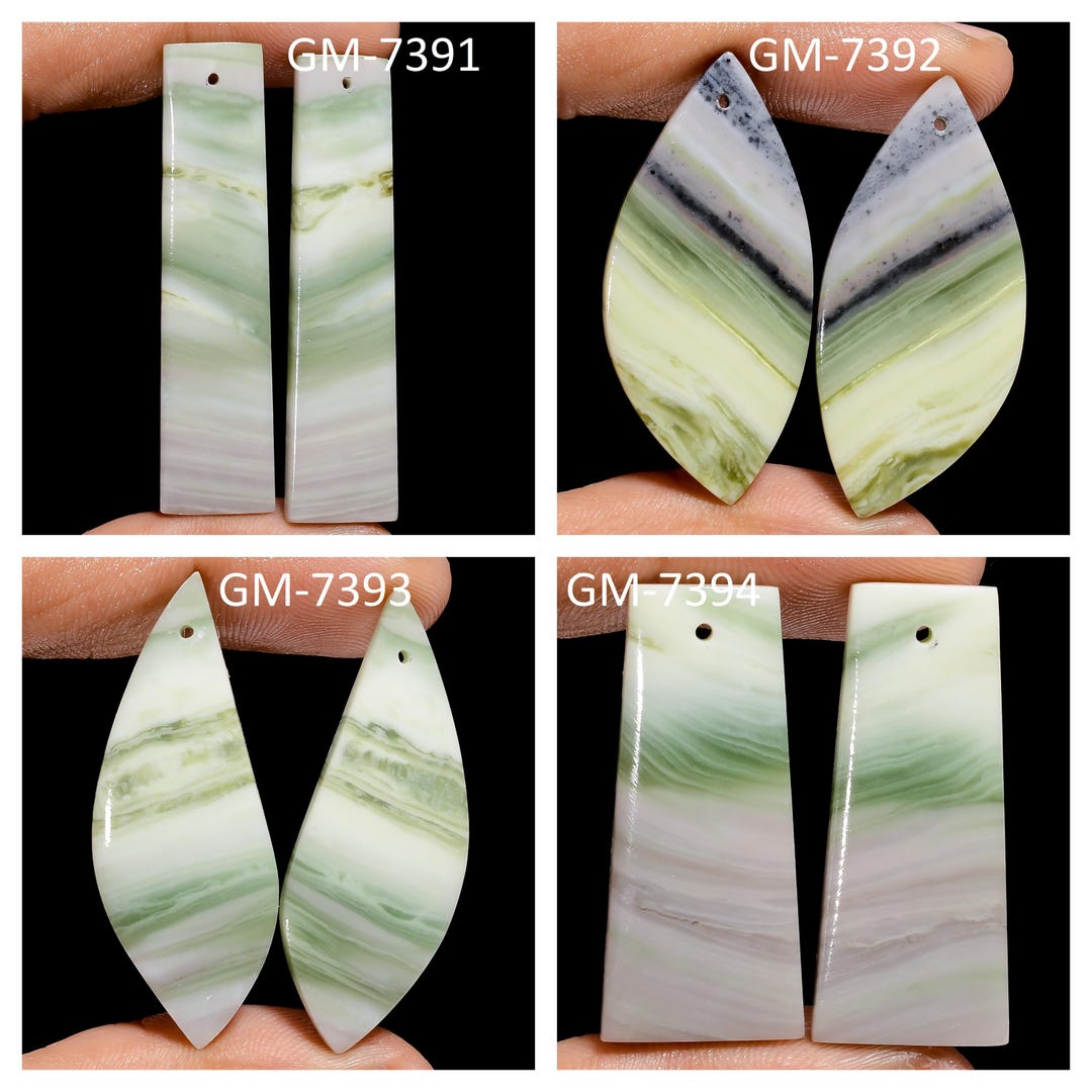 Natural Serpentine Fancy Shape Front Drilled Smooth Cabochon Matching ...