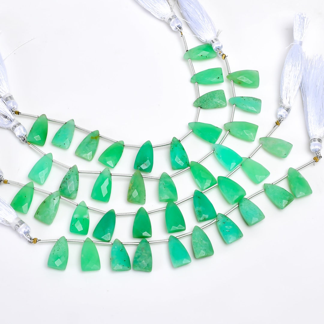 Chrysoprase Faceted Triangle Shape Briolette 8mm X 15mm, Semi-precious ...