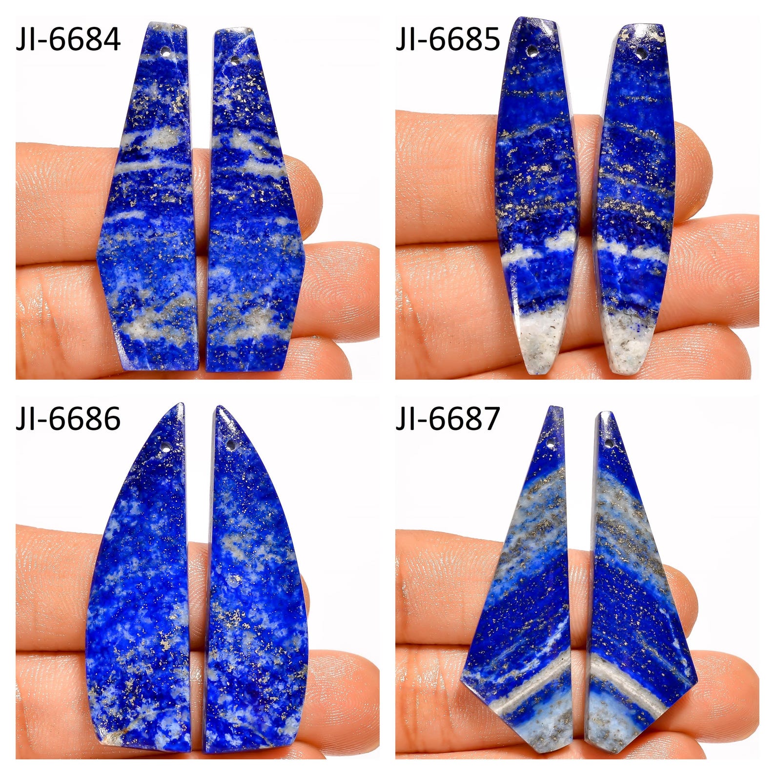 Natural Lapis Lazuli Fancy Shape Front Drilled Smooth Cabochon Matching ...