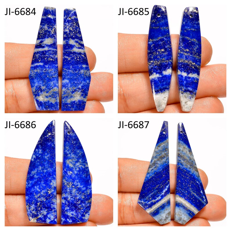 Natural Lapis Lazuli Fancy Shape Front Drilled Smooth Cabochon Matching ...