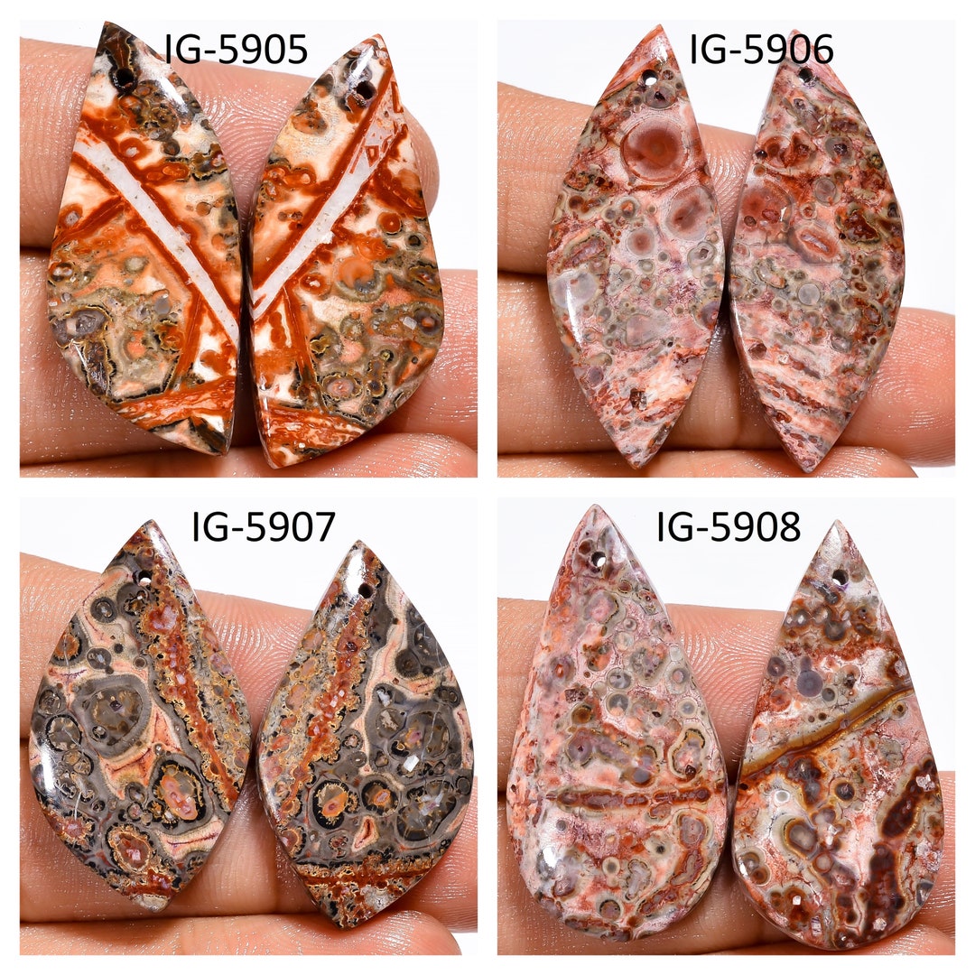 Natural Leopard Skin Jasper Fancy Shape Drilled Cabochon Matching Pairs ...