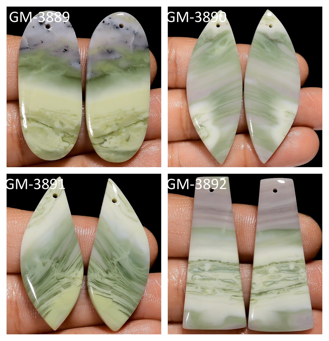 Natural Serpentine Fancy Shape Drilled Cabochon Matching Pairs, Semi ...