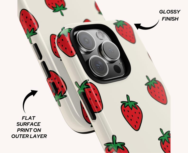 Strawberry Phone Case iPhone Cover With Strawberries, Tough Protective ...