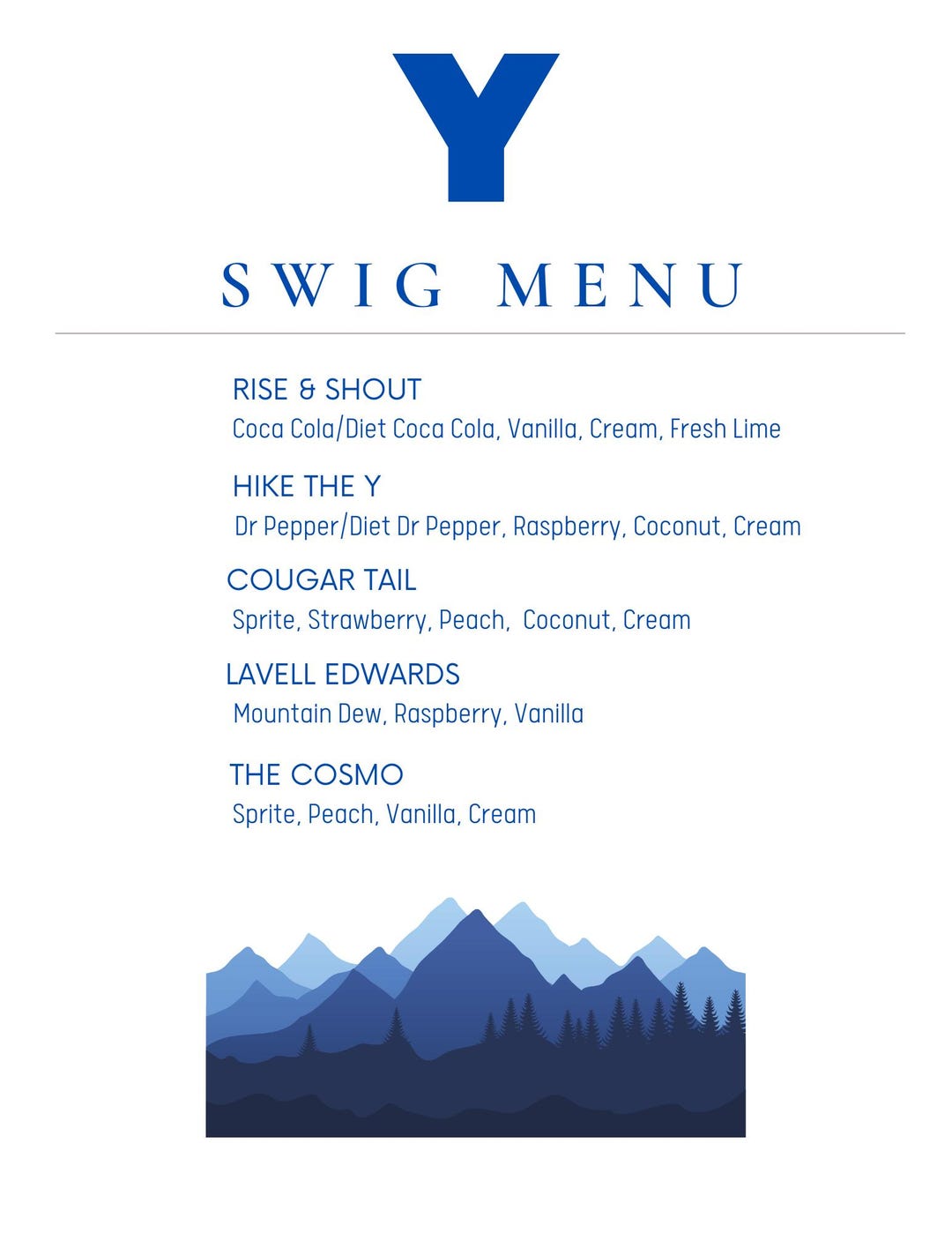 BYU Swig Menu - Etsy