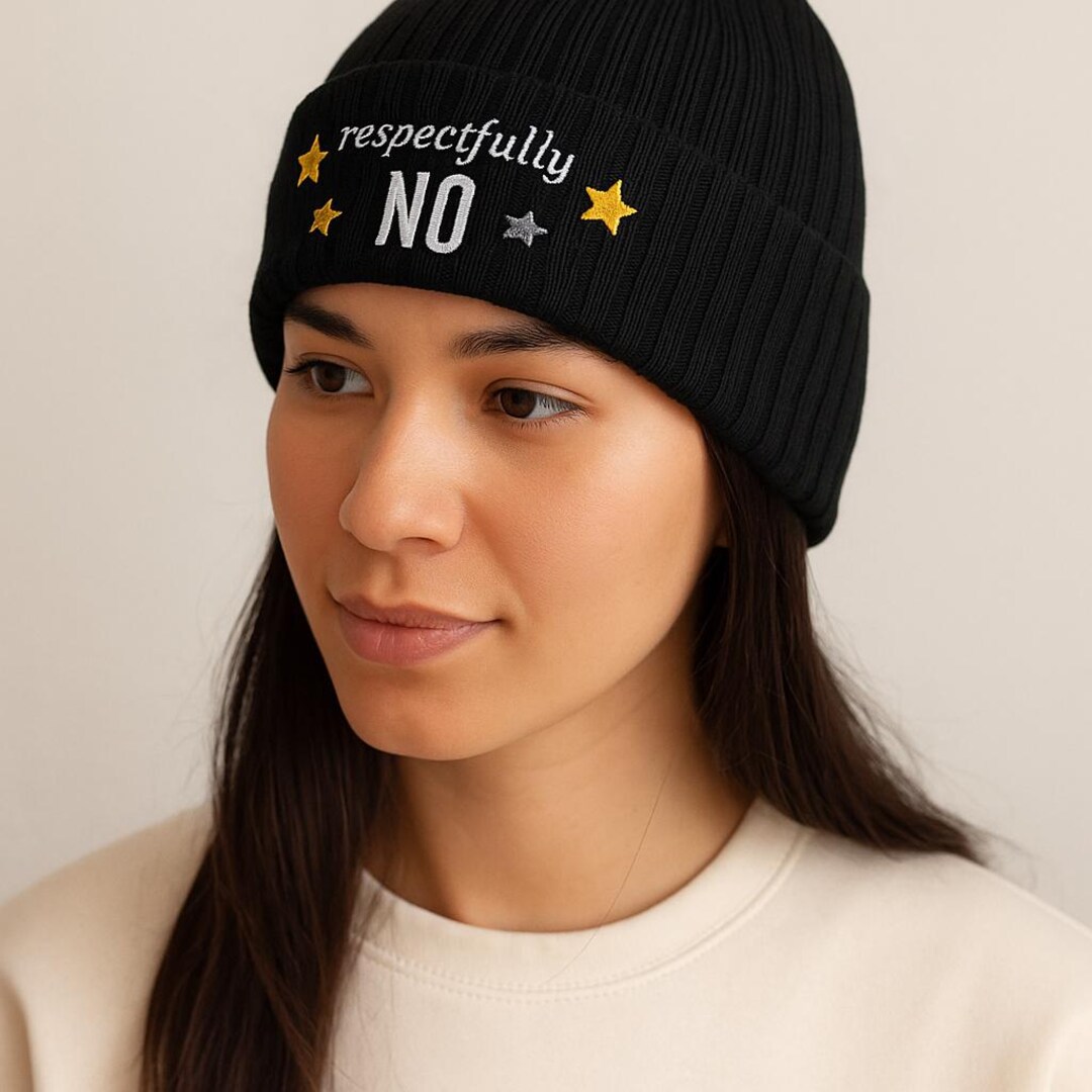 Respectfully NO Embroidered Beanie | Snarky Winter Hat - Etsy