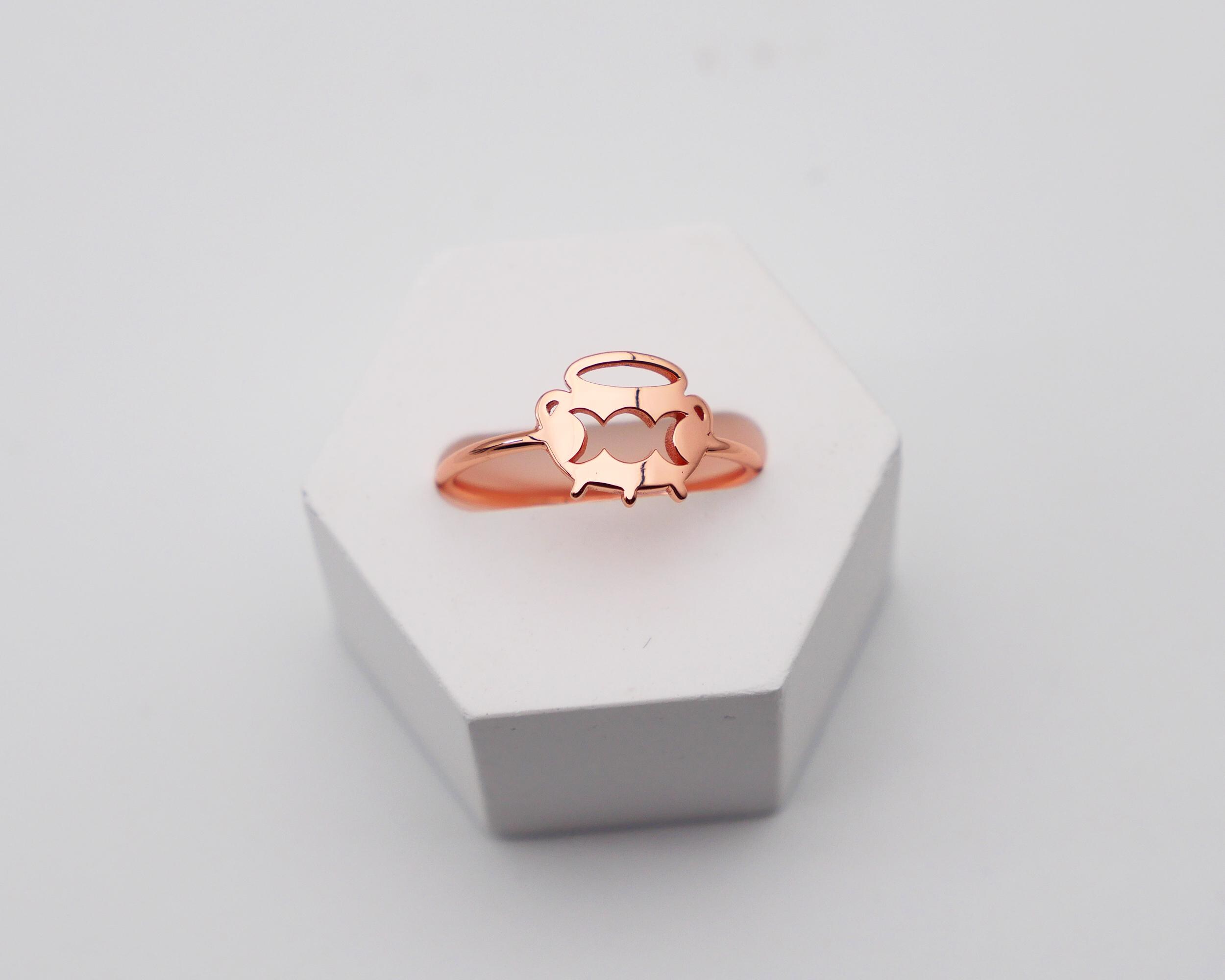 Witch Cauldron Ring With Triple Moon Phase, Sterling Silver Wiccan ...