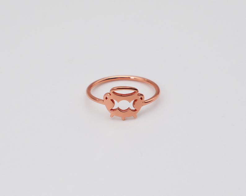 Witch Cauldron Ring With Triple Moon Phase, Sterling Silver Wiccan ...