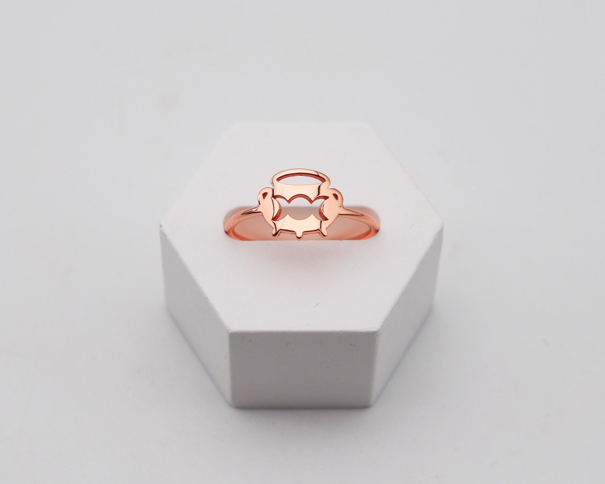 Witch Cauldron Ring With Triple Moon Phase, Sterling Silver Wiccan ...