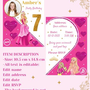 Editable Canva Invitation for Barbie Party, Fashion Doll Party, Girls ...