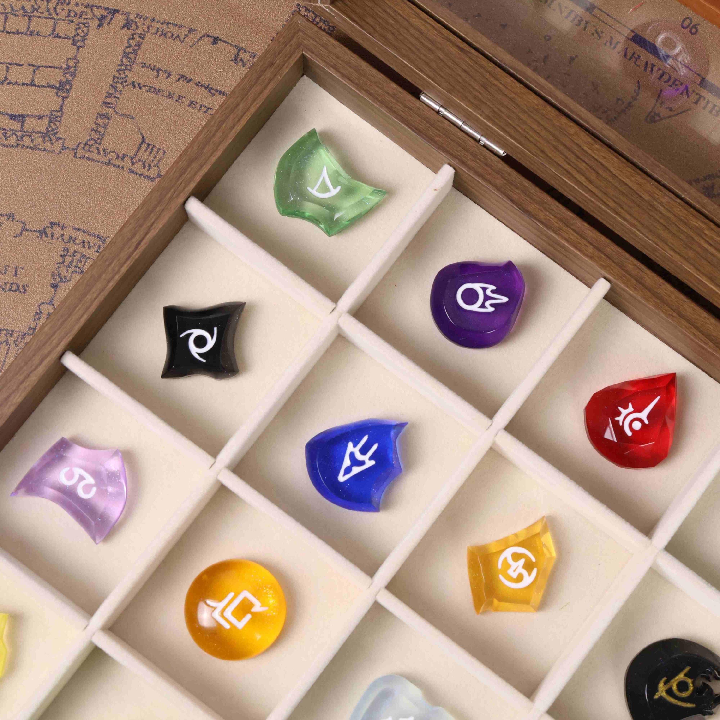 FF14 Fantasy Job Crystal Set With Wooden Gift Box Handcrafted Resin ...
