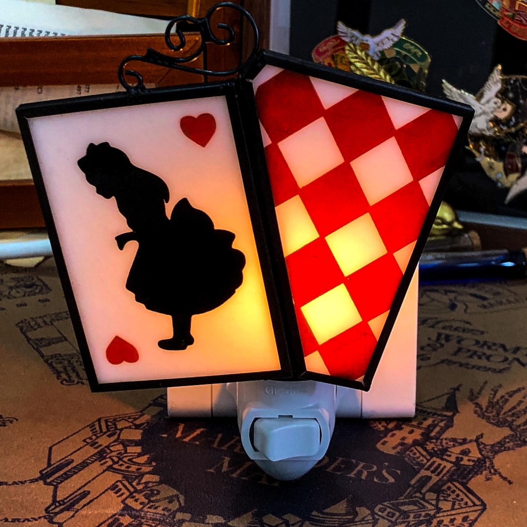 Alice in Wonderland Stained Glass Night Light Plug in Lamp Nursery ...