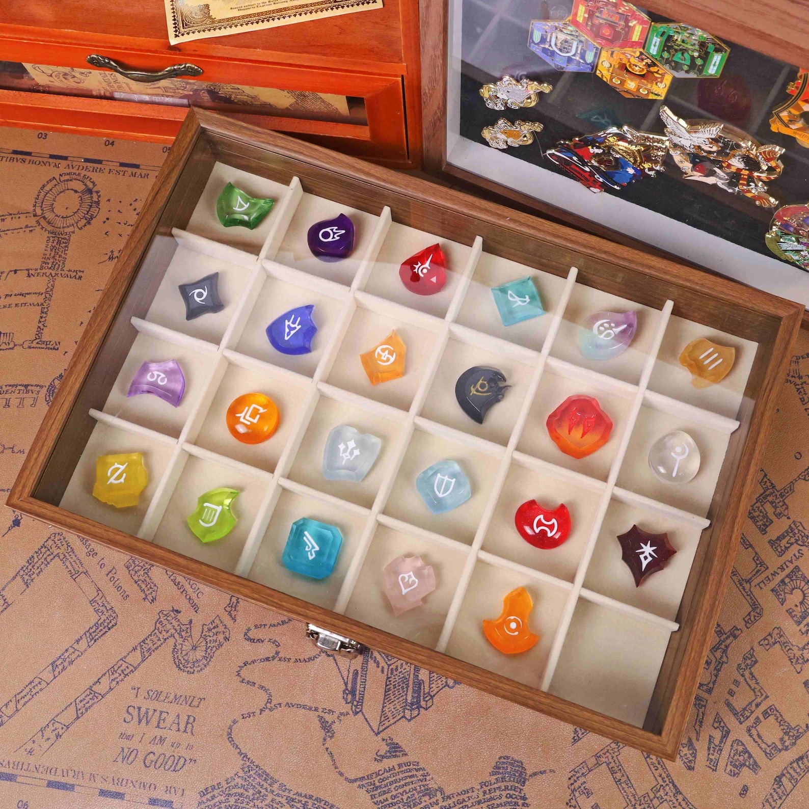 FF14 Fantasy Job Crystal Set With Wooden Gift Box Handcrafted Resin ...