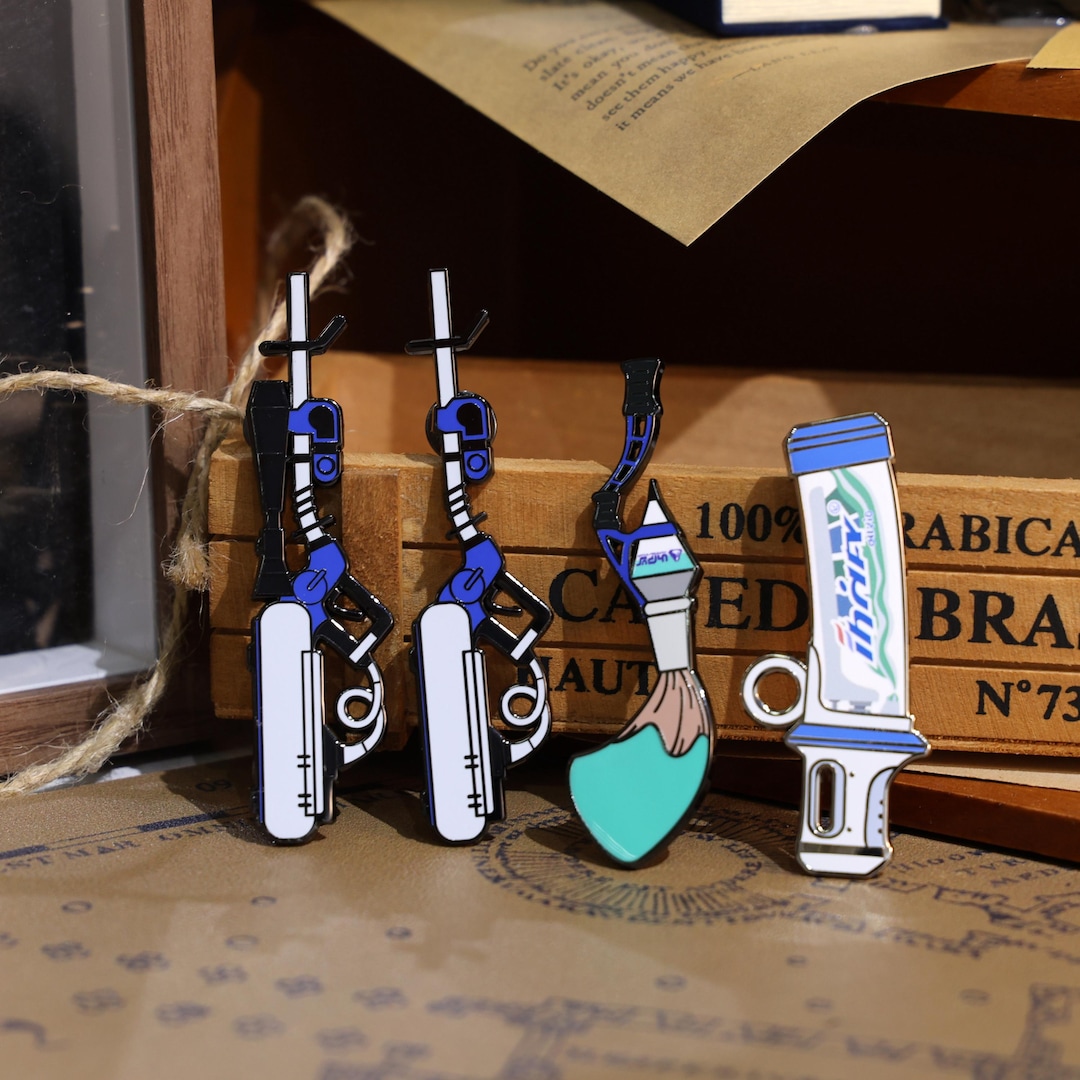 Splatoon Enamel Pins Gamer Accessories Ink Gun Decor Roller Brush ...