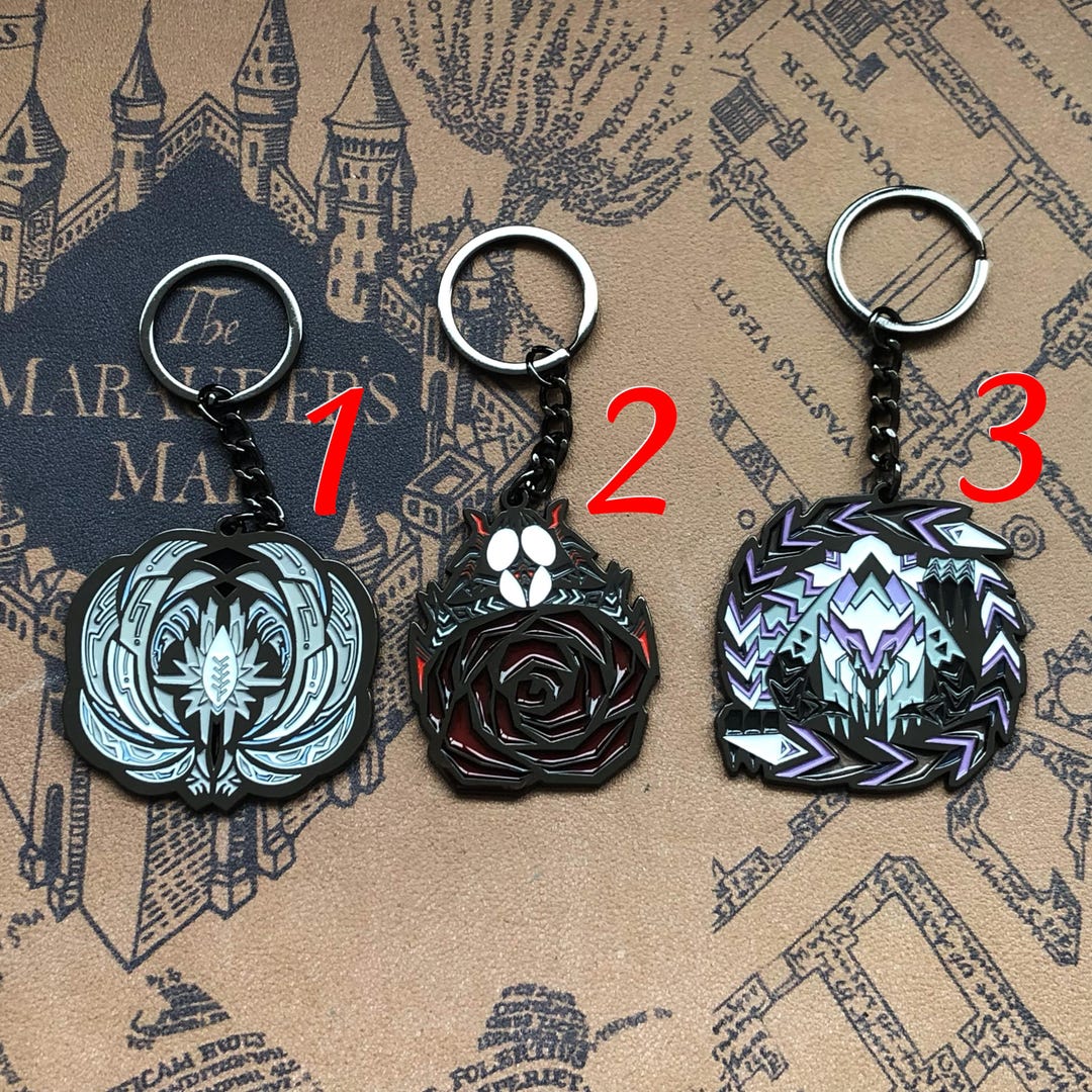 Monster Hunter Wilds Metal Keychain Set With Enamel Finish Forbidden ...