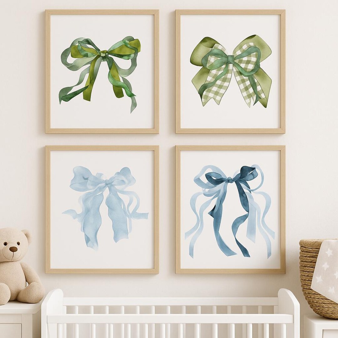 Watercolor Bow Clipart Bundle | Hand-painted Ribbon Bow | Blue and ...