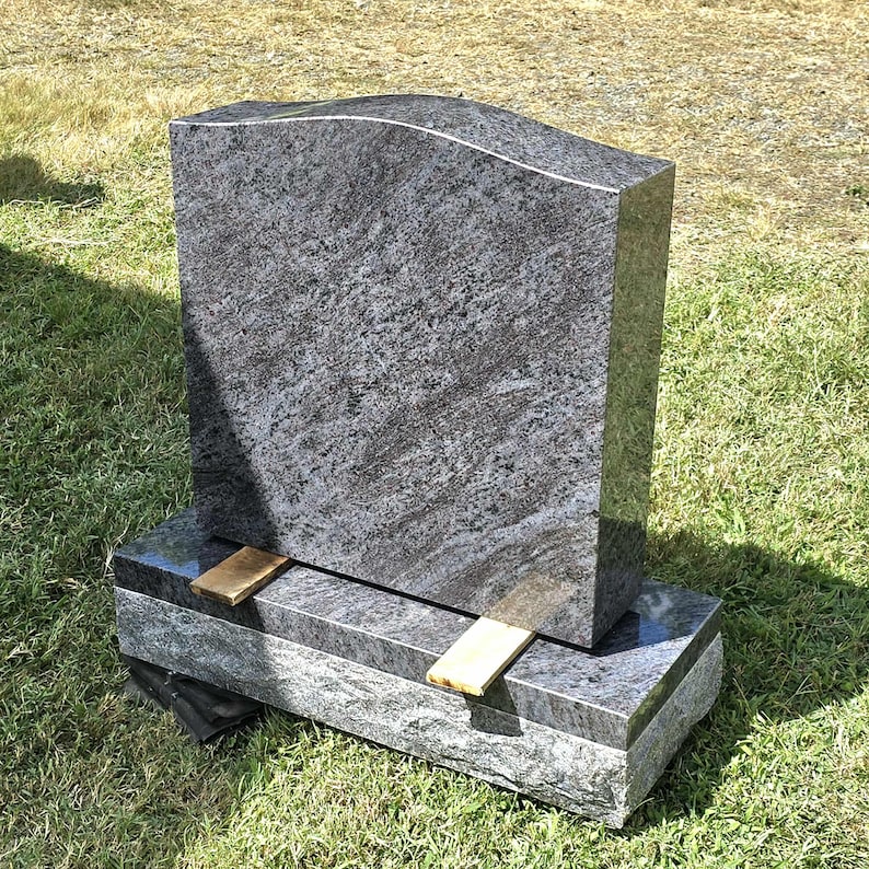 Bahama Blue Single Upright Headstone W/ Base (all-polish) Optional Vase ...