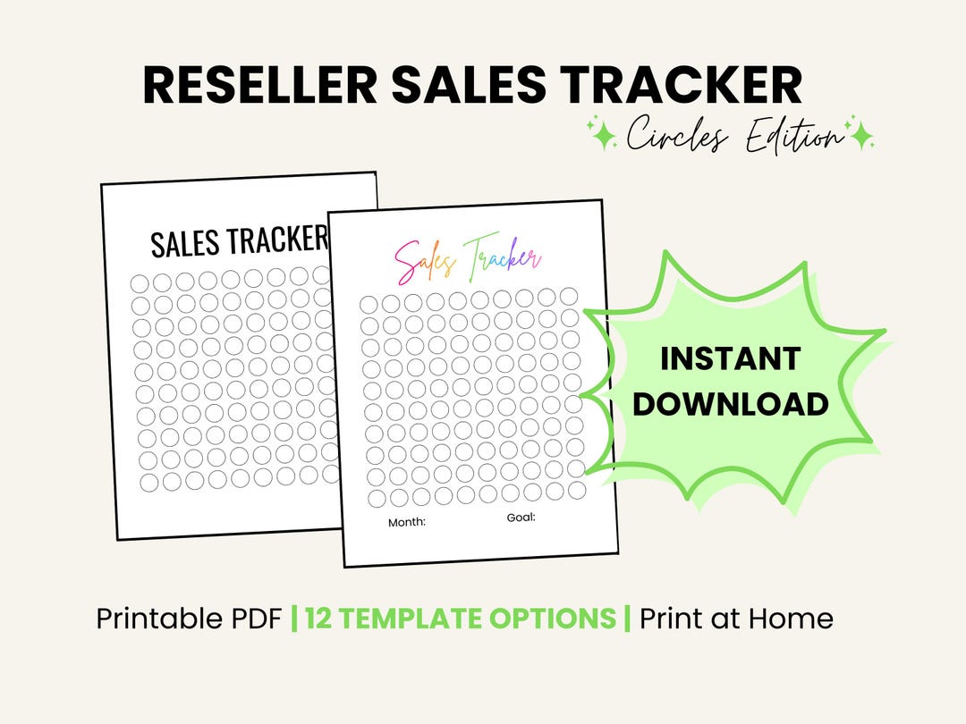 Daily Monthly Sales Tracker Online Poshmark Reseller Printable Sheet ...
