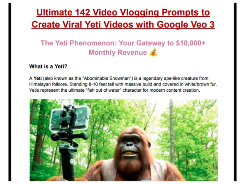 Yeti Bigfoot Google VEO 3 Video Prompts: Viral Tiktok Youtube Guide ...