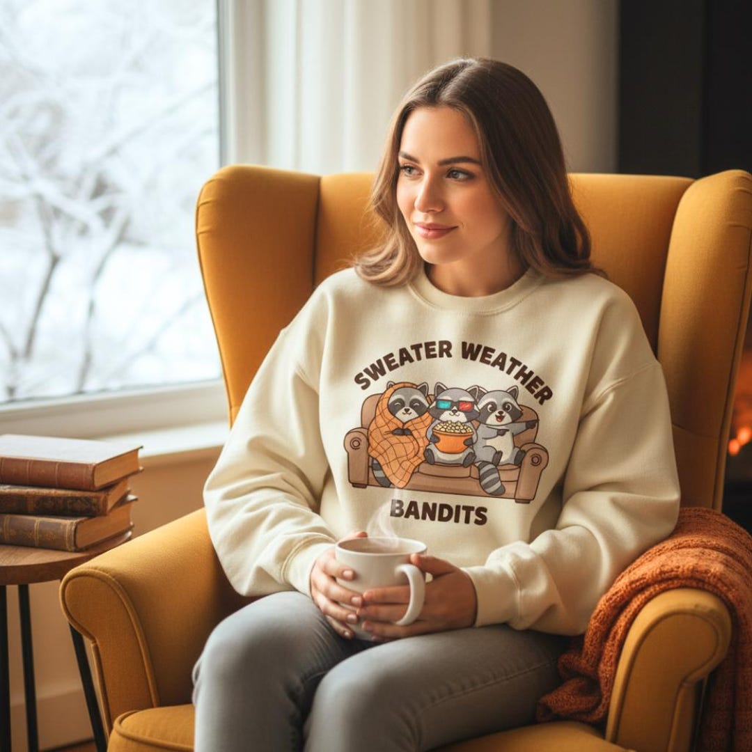 Cozy Raccoon Bandits PNG – Sweater Weather Digital Art (digital ...