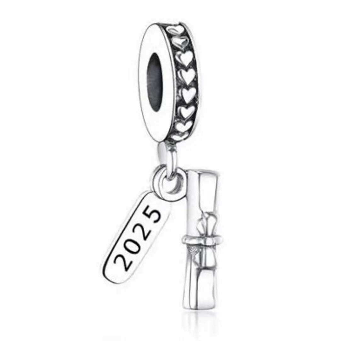 Graduation Charm 2025 925 Sterling Silver Fit for Bracelet and Necklace ...