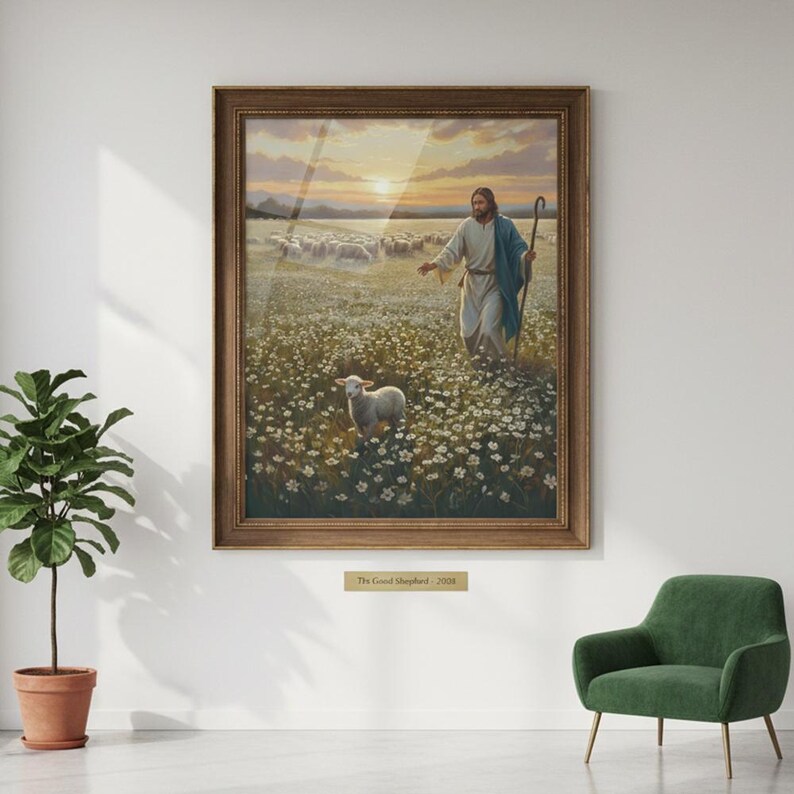 Jesus Lost Sheep Art Print, Good Shepherd, Christian Home Decor ...