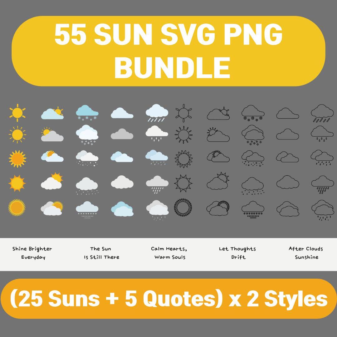 Weather Clipart Bundle, SVG PNG AI, Planner Graphics (digital Download ...