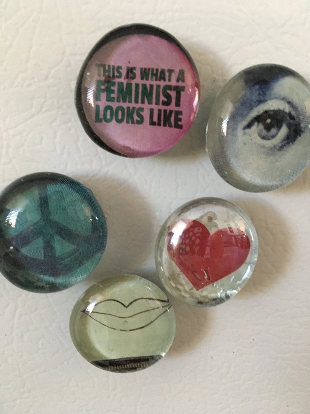 Female Divine Set of Six Glass Magnets - Magnet Set - Glass Gem Magnets ...