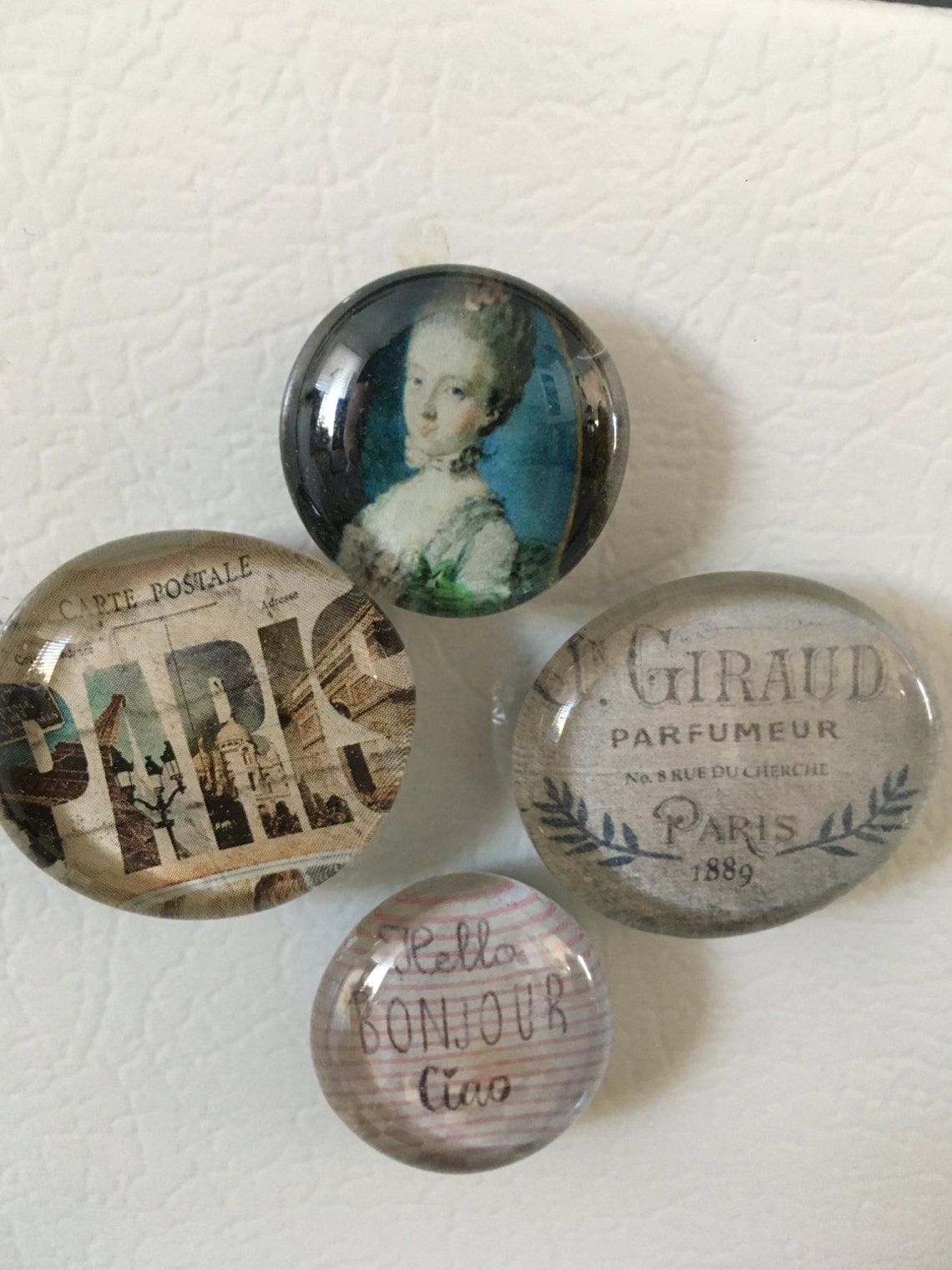 Paris Collection Set of Four Glass Magnets Magnet Set Glass Gem Magnets ...