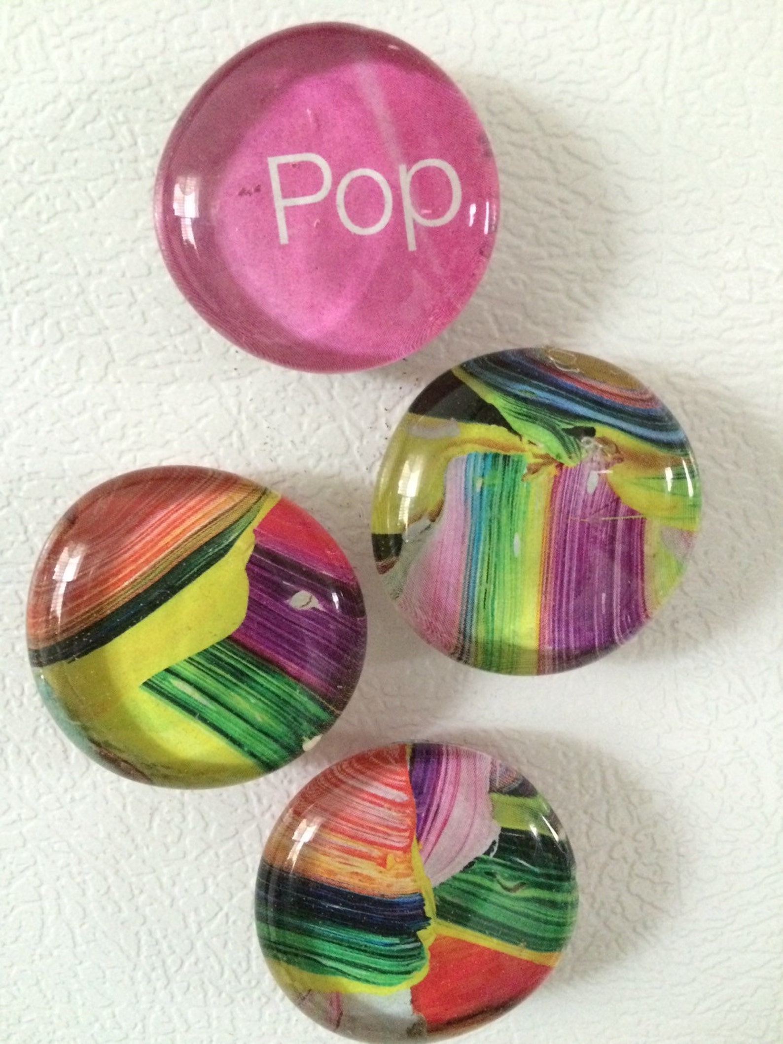 Pop Art Set of Four Glass Magnets - Magnet Set - Glass Gem Magnets - Etsy