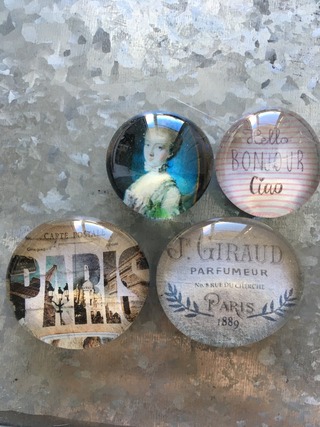 Paris Collection Set of Four Glass Magnets Magnet Set Glass Gem Magnets ...