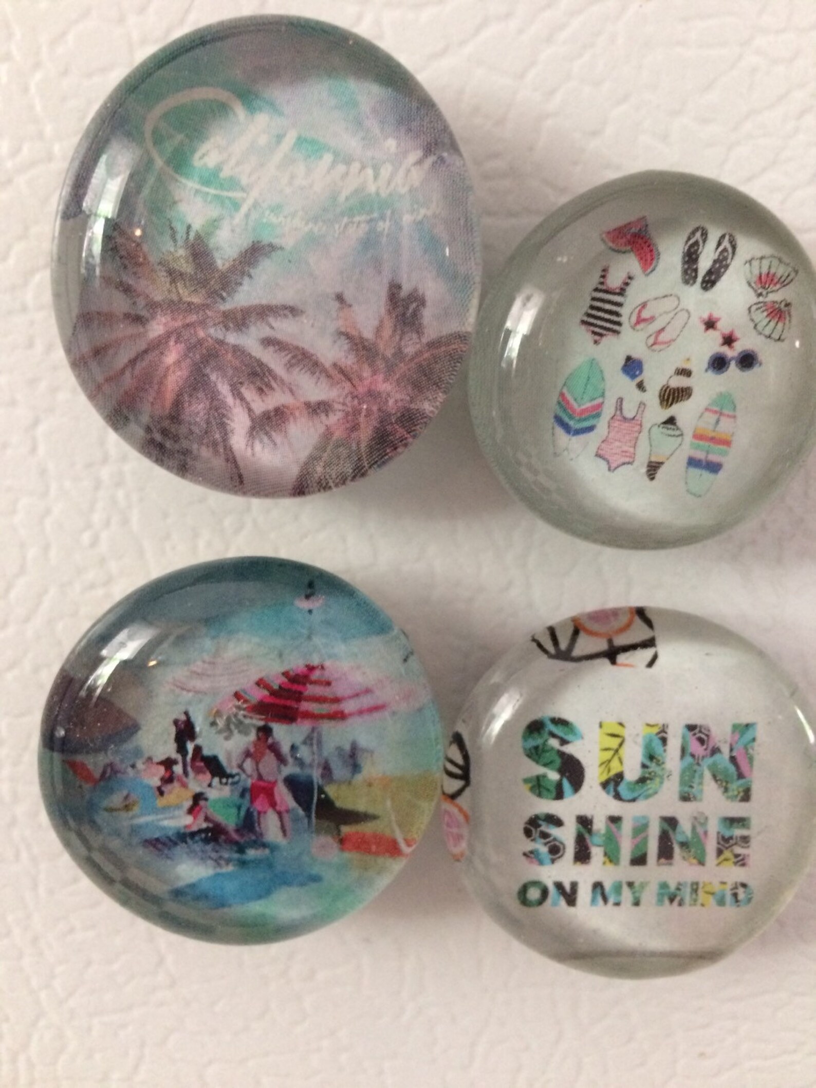 Sunshine on My Mind Set of Four Glass Magnets - Magnet Set - Glass Gem ...