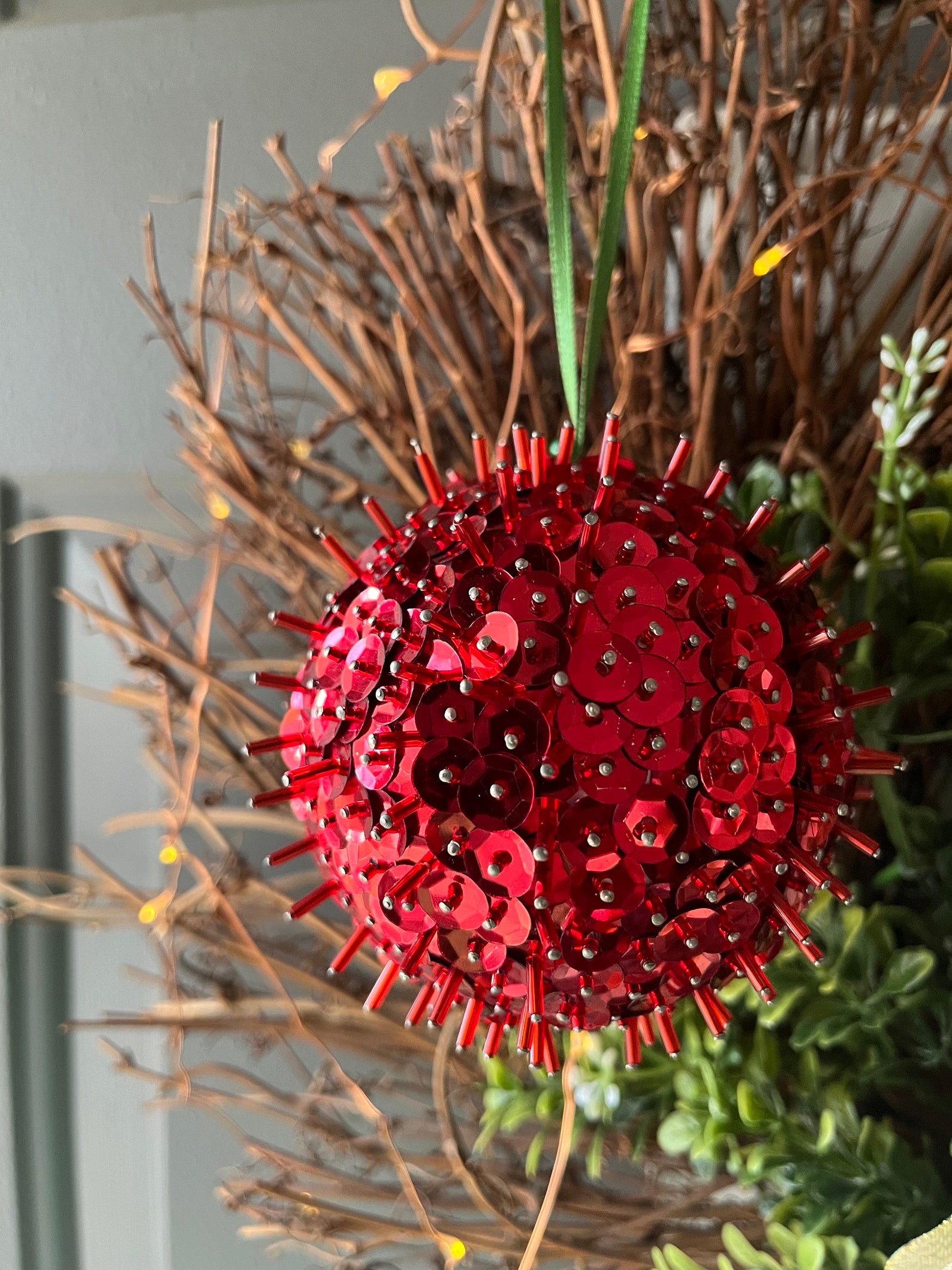 The Firestarter Hand Pinned Red Sequins & Glass Beaded Ornament, 3.5 ...