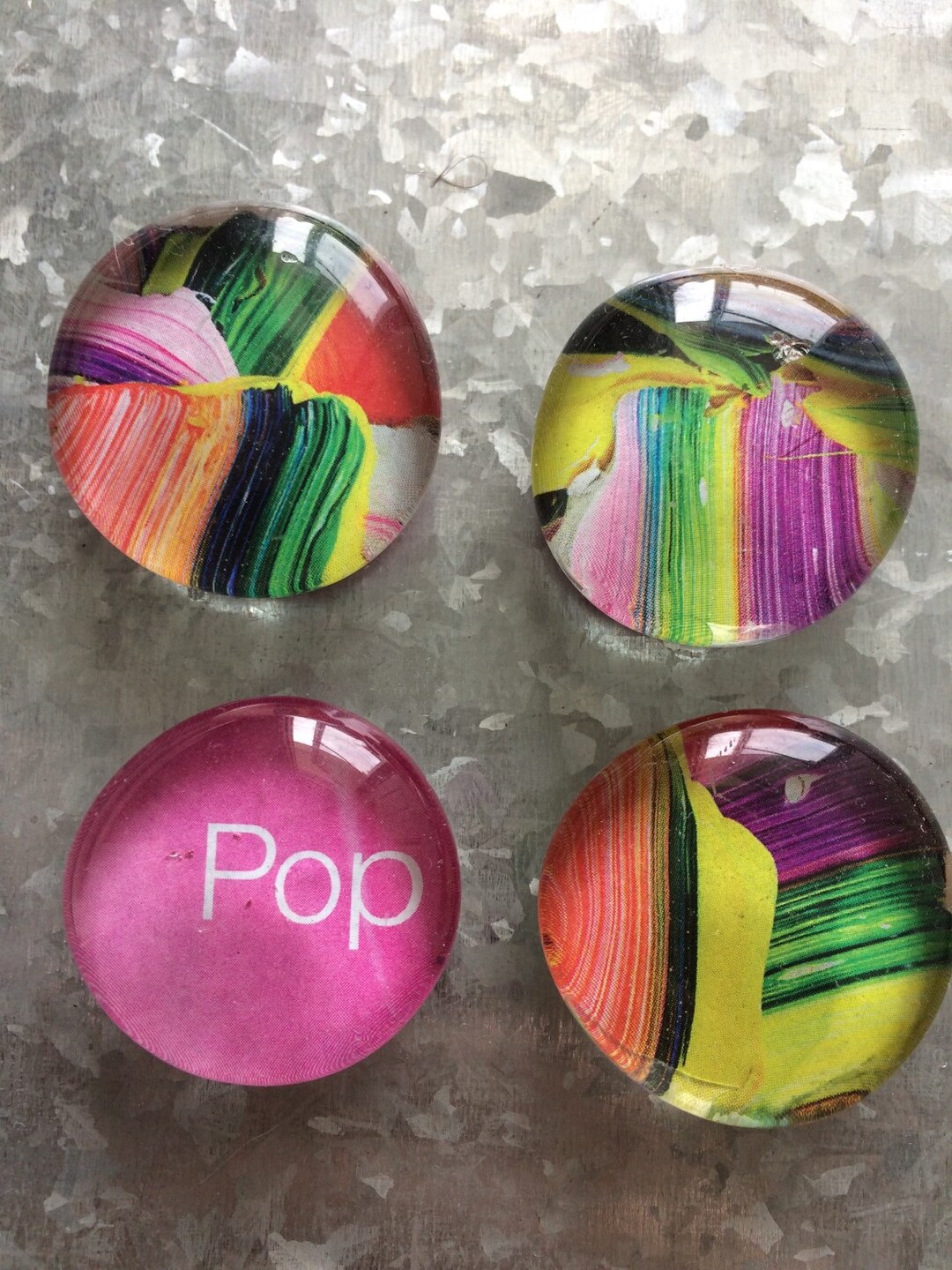 Pop Art Set of Four Glass Magnets - Magnet Set - Glass Gem Magnets - Etsy