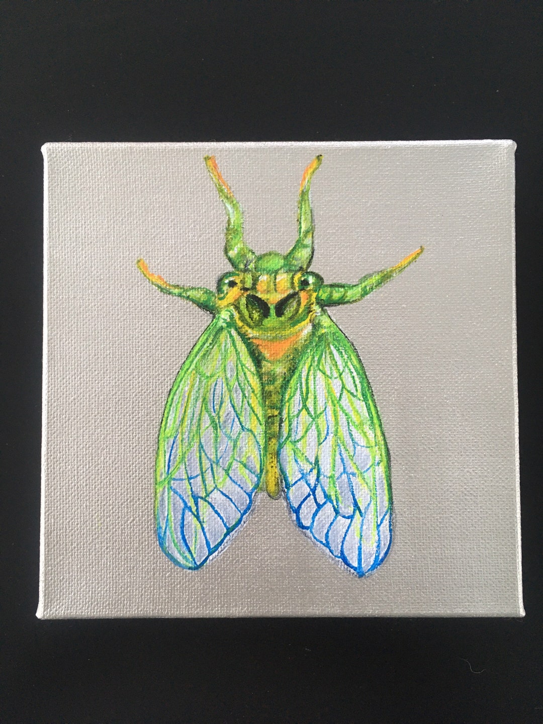 Neon Cicada Painting - Mixed Media - Oil Paint - Acrylic Paint ...
