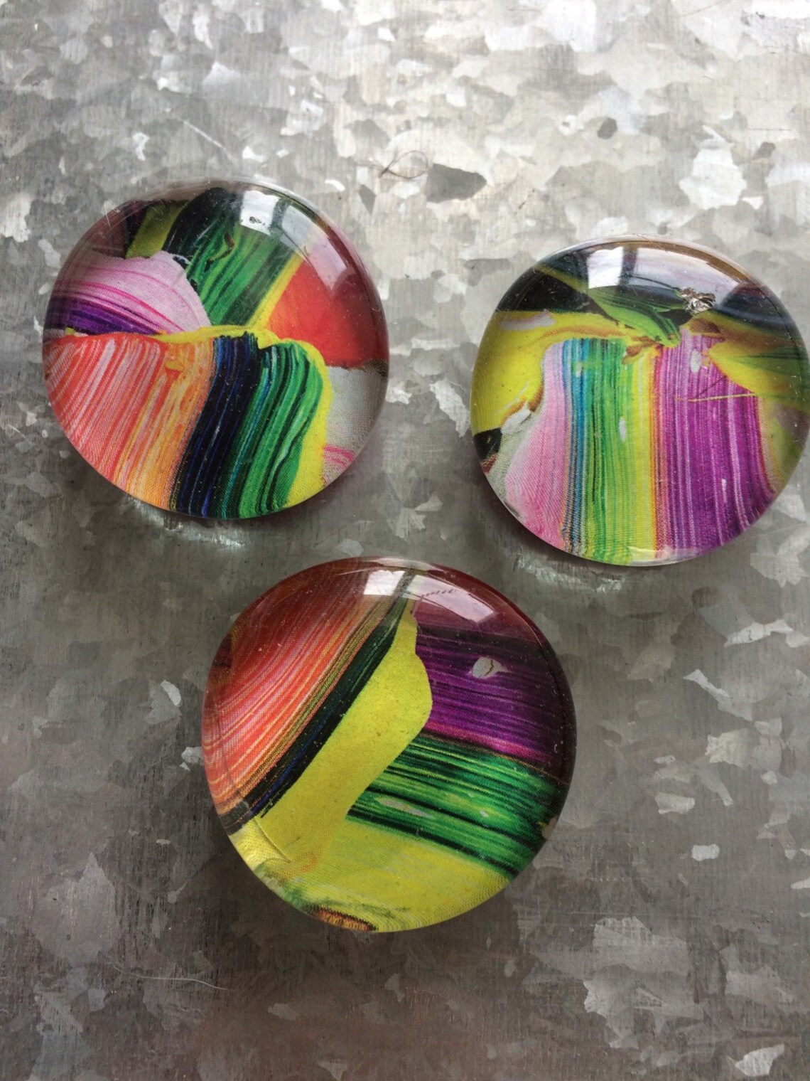Pop Art Set of Four Glass Magnets - Magnet Set - Glass Gem Magnets - Etsy