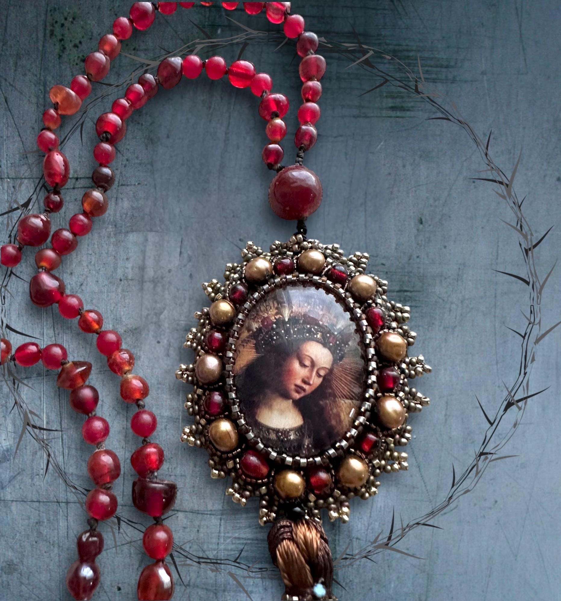 Virgin Mary Medallion Catholic Sacred Jewelry; Extra Long Vintage ...