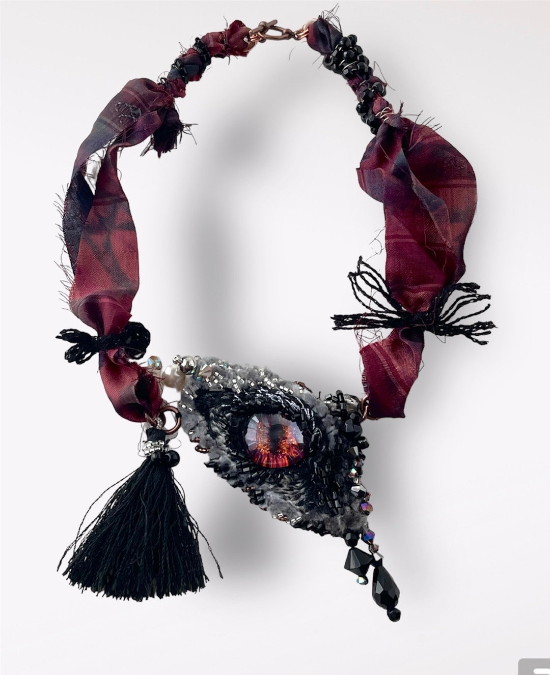 Fire Fox Enchanted Wearable Art Necklace With Hand Painted Details on a ...
