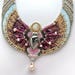 Abstract Winged Scarab Embroidery Necklace Hand Embroidered Colorful ...