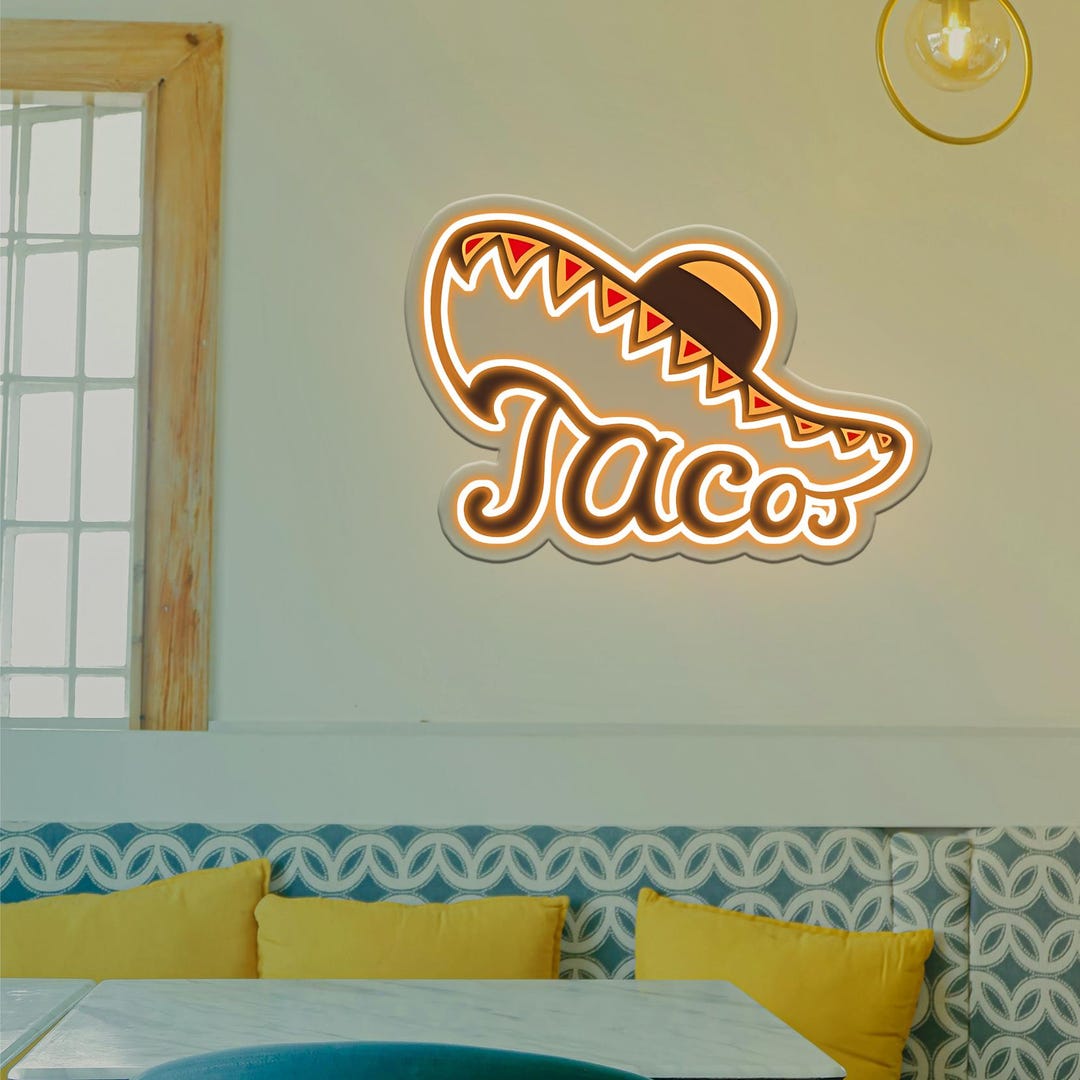 Cinco De Mayo Taco Neon Sign, Taco Wall Decor for Mexican Fiestas, Taco ...